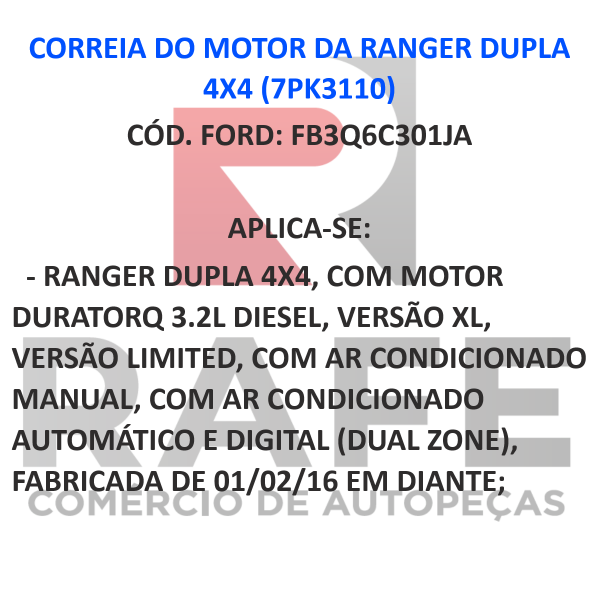 Correia Motor Ranger 3.2l Diesel Dupla 4×4 De 2016 Em Diante - Rafe ...