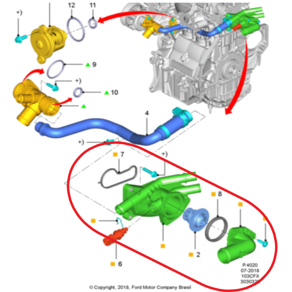 Carcaça Válvula Termostática Completa Ka 1.0 2015 Diante - Rafe Auto Peças