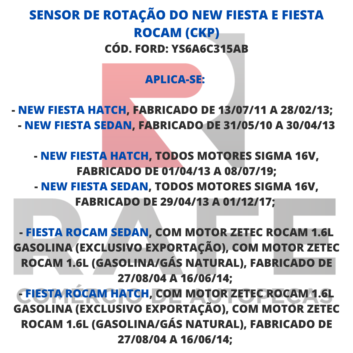 Sensor Rotação New Fiesta E Fiesta Rocam (ckp) – Original - Rafe Auto Peças